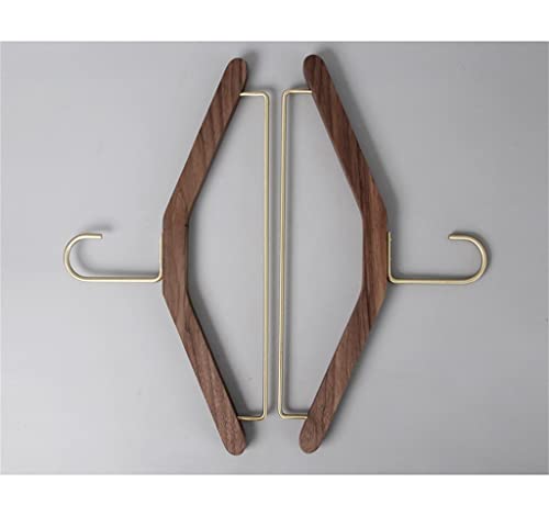 GRETD Walnut Hangers Brass Hooks Wood Coat Hangers Trousers Hanger Clothing Store Display Hooks Wardrobe Organizer