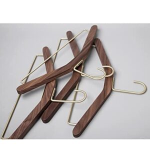 GRETD Walnut Hangers Brass Hooks Wood Coat Hangers Trousers Hanger Clothing Store Display Hooks Wardrobe Organizer