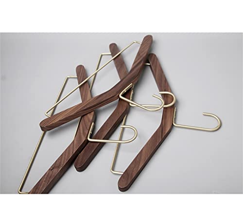 GRETD Walnut Hangers Brass Hooks Wood Coat Hangers Trousers Hanger Clothing Store Display Hooks Wardrobe Organizer