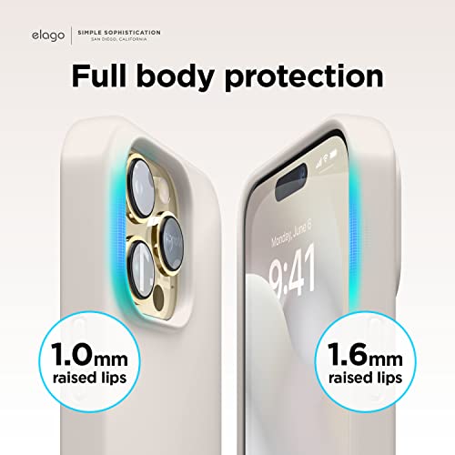 elago Compatible with iPhone 14 Pro Case, Liquid Silicone Case, Full Body Protective Cover, Shockproof, Slim Phone Case, Anti-Scratch Soft Microfiber Lining, 6.1 inch (Stone)