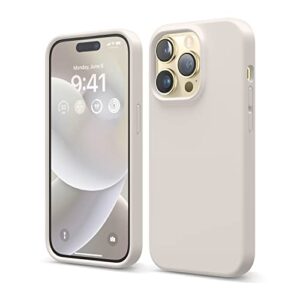 elago compatible with iphone 14 pro case, liquid silicone case, full body protective cover, shockproof, slim phone case, anti-scratch soft microfiber lining, 6.1 inch (stone)