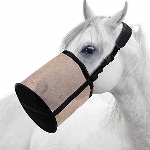 ZELARMAN Horse Feed Bag, Durable Feed Rite Bag, Heavy Duty Mesh Bag for Horses. Grain Feed Bag with Adjustable Stretchy Headstall Strap