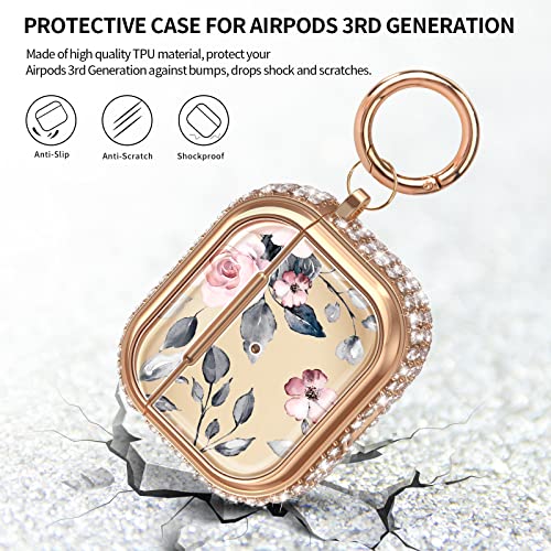 VMORO Airpods 3 Case Cover, Compatible with AirPods 3rd Generation Case for Women Girls, AirPods 3rd Generation Case 2021 Protective Hard Airpod Case Cover with Keychain, Front LED Visible