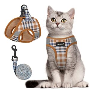 fayogoo cat harness and leash set for walking escape proof (medium, brown)