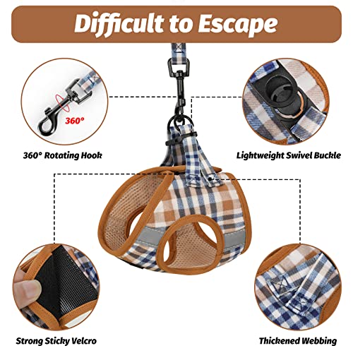 FAYOGOO Cat Harness and Leash Set for Walking Escape Proof (Medium, Brown)