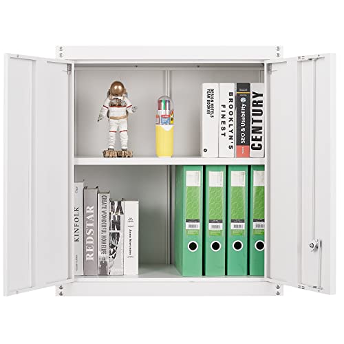 GREATMEET Metal Storage Cabinet with Lock and Doors,Steel Garage Wall Storage Cabinet,Garage Upper Cabinet,Wall Mounted Metal Cabinet for Garage, White