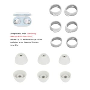 CYADCI Earbud Tips 3 Pairs Replacement Wingtips and Ear Tips Galaxy Buds Replacement Eartips Silicone Earbud Tips Set Compatible with Samsung Galaxy Buds SM-R170 & Galaxy Buds SM-R175 Earphones，Silver