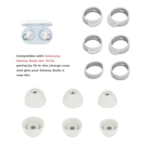 CYADCI Earbud Tips 3 Pairs Replacement Wingtips and Ear Tips Galaxy Buds Replacement Eartips Silicone Earbud Tips Set Compatible with Samsung Galaxy Buds SM-R170 & Galaxy Buds SM-R175 Earphones，Silver