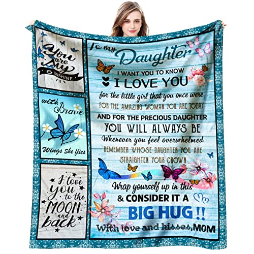 Daughter Gift from Mom Blanket - Gifts for Daughter from Mothers - Birthday Gifts for Daughter Adult - Daughter Gifts Ideas - Ultra-Soft Flannel Throw Blanket 60 x 50 inch