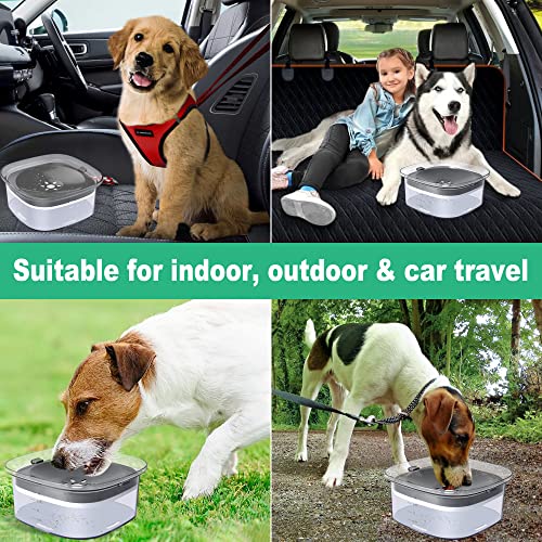 Decflow 2L Dog Water Bowl, Large Capacity Spill Proof Anti-Choking No Spill Bowl with Slow Feeder, Vehicle Carried Travel for Dogs, Cats & Pets.