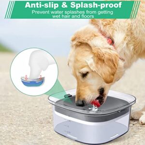 Decflow 2L Dog Water Bowl, Large Capacity Spill Proof Anti-Choking No Spill Bowl with Slow Feeder, Vehicle Carried Travel for Dogs, Cats & Pets.