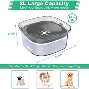 Decflow 2L Dog Water Bowl, Large Capacity Spill Proof Anti-Choking No Spill Bowl with Slow Feeder, Vehicle Carried Travel for Dogs, Cats & Pets.