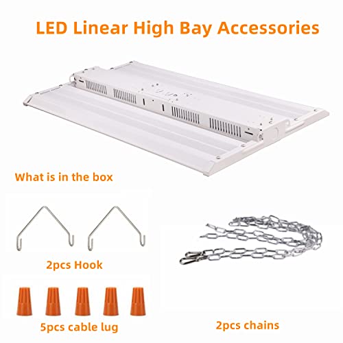 165W LED Linear High Bay Light Fixture, 2FT 22280LM(135LM/W) 5000K Daylight LED Workshops Light,100-277V, 0-10V Dimmable UL/DLC Warehouse Lighting for Exhibition Hall, Supermarkets, 5 Years Warranty