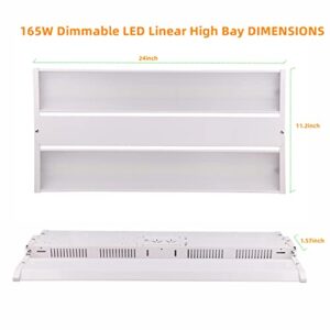 165W LED Linear High Bay Light Fixture, 2FT 22280LM(135LM/W) 5000K Daylight LED Workshops Light,100-277V, 0-10V Dimmable UL/DLC Warehouse Lighting for Exhibition Hall, Supermarkets, 5 Years Warranty