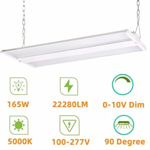 165W LED Linear High Bay Light Fixture, 2FT 22280LM(135LM/W) 5000K Daylight LED Workshops Light,100-277V, 0-10V Dimmable UL/DLC Warehouse Lighting for Exhibition Hall, Supermarkets, 5 Years Warranty