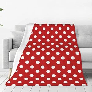 Red and White Polka Dot Throw Blanket Girls Women 50 X 40 Inch Lightweight Flannel Fuzzy Blanket Aesthetic Cozy Soft All Seasons Plush Blanket for Couch Bed Sofa