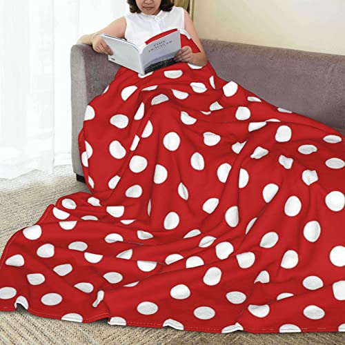 Red and White Polka Dot Throw Blanket Girls Women 50 X 40 Inch Lightweight Flannel Fuzzy Blanket Aesthetic Cozy Soft All Seasons Plush Blanket for Couch Bed Sofa