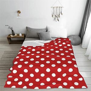 Red and White Polka Dot Throw Blanket Girls Women 50 X 40 Inch Lightweight Flannel Fuzzy Blanket Aesthetic Cozy Soft All Seasons Plush Blanket for Couch Bed Sofa