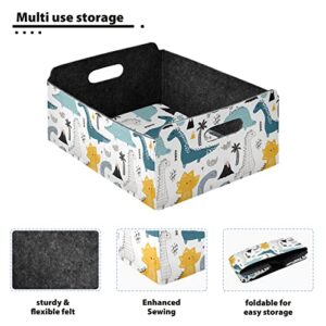 senya Felt Storage Basket Foldable Closet Storage Bins Hand Drawn Dinosaur Collapsible Fabric Storage Cubes for Shelves for Clothes Toys Home Nursery