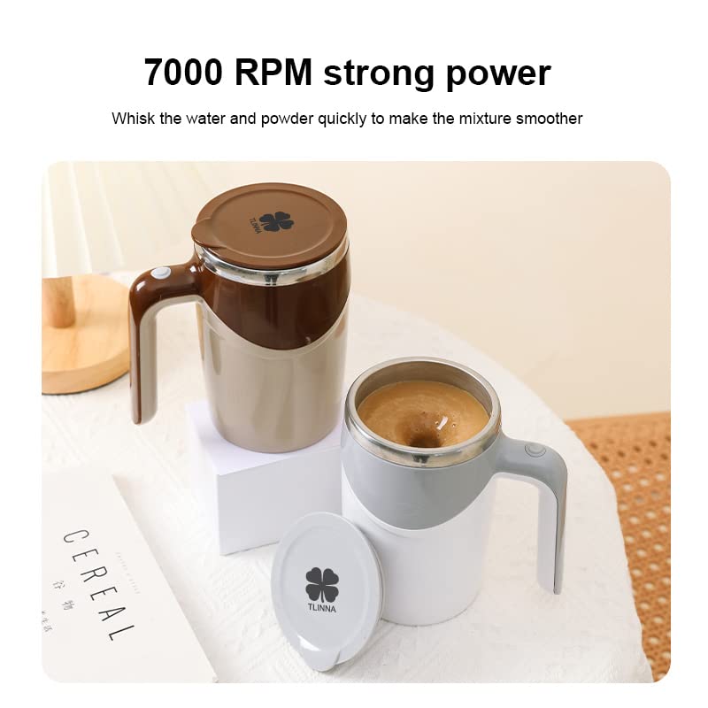 Electric Mixing Mug,Electric Stirring Coffee Mug,Coffee thermos, Coffee Mugs,Suitable for Coffee, Milk, Cocoa and Other Beverages (white)