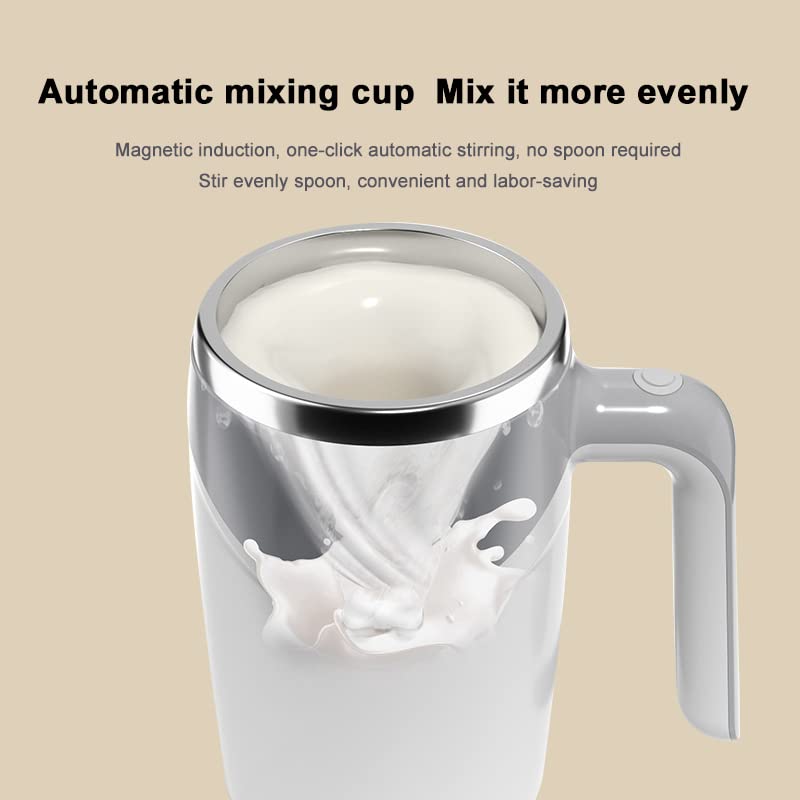 Electric Mixing Mug,Electric Stirring Coffee Mug,Coffee thermos, Coffee Mugs,Suitable for Coffee, Milk, Cocoa and Other Beverages (white)