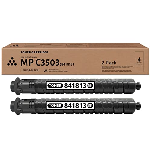 JUHASG 2 Pack Compatible MP C3503 841813 Black Toner Cartridge Replacement for Ricoh Aficio MP C3003 C3503 C3004 C3504 Lanier MP C3003 C3503 C3004 Savin MP C3003 C3503 C3004 C3504 Printer Toner