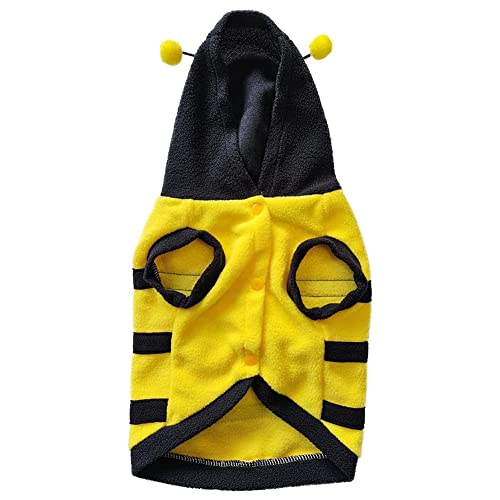 Dog Bee Costume Pet Cute Coat Puppy Clothes Cat Bumblebee Apparel with Hoodies for Small and Medium Dog (M)