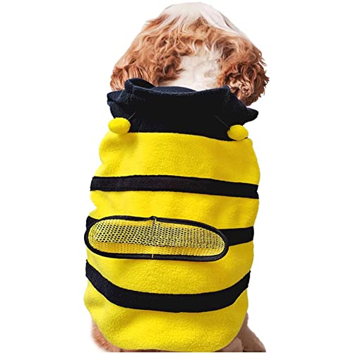 Dog Bee Costume Pet Cute Coat Puppy Clothes Cat Bumblebee Apparel with Hoodies for Small and Medium Dog (M)