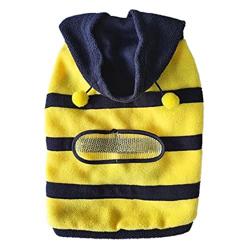 Dog Bee Costume Pet Cute Coat Puppy Clothes Cat Bumblebee Apparel with Hoodies for Small and Medium Dog (M)