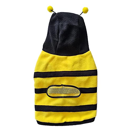 Dog Bee Costume Pet Cute Coat Puppy Clothes Cat Bumblebee Apparel with Hoodies for Small and Medium Dog (M)