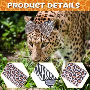 Kuscul 4 Rolls 20 Yards Leopard Print Ribbon Animal Print Ribbon Zebra Cheetah Wired Edge Ribbon Decorative Wrapping Ribbon for for Home Decor, Gift Wrapping, Tree Topper Bow, Wreath, DIY Crafts, 2in