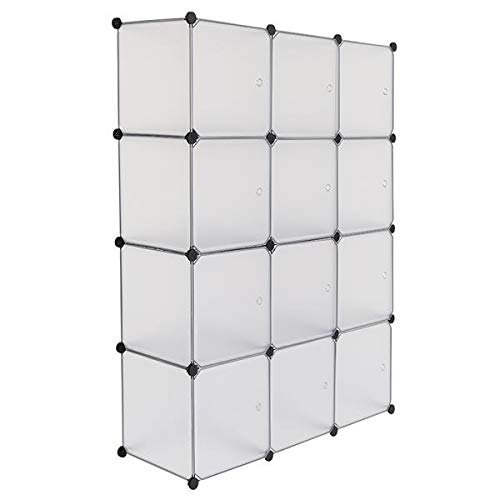 12-Cube Storage Shelf Cube Shelving Bookcase Bookshelf Organizing Closet Toy Organizer Cabinet White Color