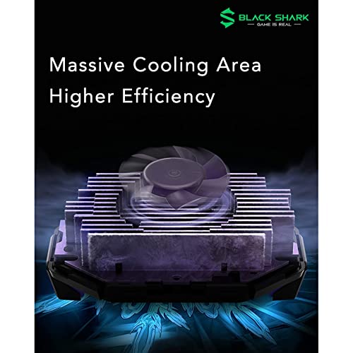 Black Shark Fun Cooler 3 Pro Cell Phone Cooler, 20W Power Fast Cooling Mobile Phone Radiator with in-APP Control | Temperature Drop by up to 30℃ | RGB Lights | 7 Blade Fans for iOS/Android (Black)