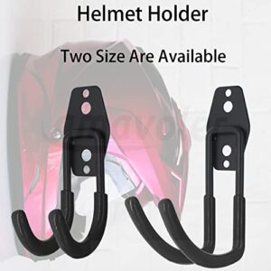 amavoler Wall Mount Helmet Hook Holder Black,2 Large Double Iron Curved Hook Tools with Mounting Screws. A Good Home for Harley, Honda, Kawasaki, etc Helmet (Large Hook x2)