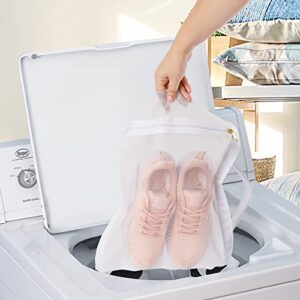 3 Pcs Sneaker Wash & Dry Net Bag for Dryer,15.7x13.8 Inch Large HoneyComber Mesh Bags with Zipper and Strap for Shoes, Clothing, Laundry Reused Bag Tool (Large)