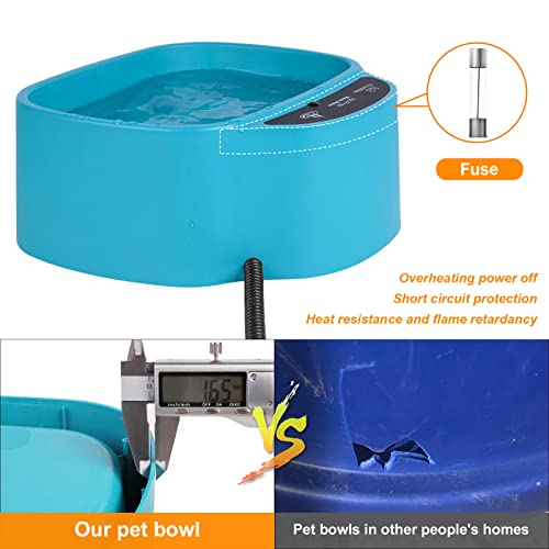 Heated Water Bowl for Dog & Cat, Outdoor Heated Dog Bowl Provides Drinkable Water in Winter, Heated Pet Bowl for Outside, Smart Thermal-Dish for Rabbit, Chicken, Duck, Squirrel, 0.8 Gallon 35 Watts