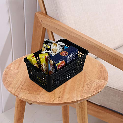 Bblina Small Storage Baskets, 6 Packs Plastic Organizer Basket Bins, Black