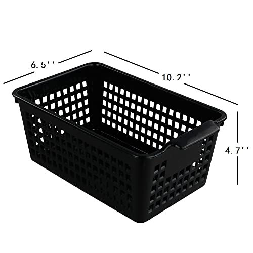 Bblina Small Storage Baskets, 6 Packs Plastic Organizer Basket Bins, Black