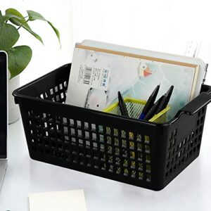 Bblina Small Storage Baskets, 6 Packs Plastic Organizer Basket Bins, Black