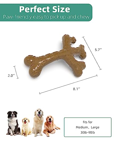 Boutiray Dog Chew Toy for Aggressive Chewers Real Bacon Flavor Nylon Bone Durable Sturdy Tough Dogs Toys Teething Cleaning Stick for Large Medium Breeds