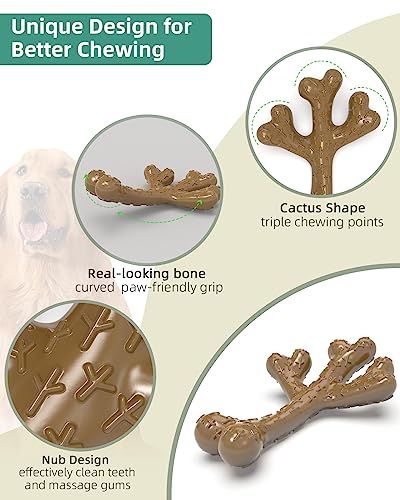 Boutiray Dog Chew Toy for Aggressive Chewers Real Bacon Flavor Nylon Bone Durable Sturdy Tough Dogs Toys Teething Cleaning Stick for Large Medium Breeds