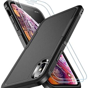 SPIDERCASE for iPhone Xs Max Case, [10 FT Military Grade Drop Protection] [Non-Slip] [2 pcs Tempered Glass Screen Protector] Shockproof Airbag Cushion Protective Case for iPhone Xs Max 6.5” (Black)