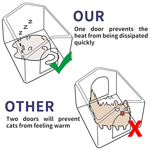 Heated Cat Houses for Indoor/Outdoor Cats with Heated Cat Bed Providing Safe Feral Cats, Easy to Assemble