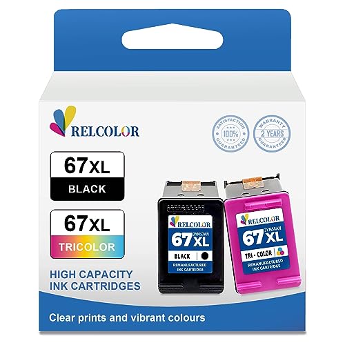 Relcolor Replacement for HP Ink 67 XL 67XL HP67 Cartridge Black Color 2700 2700e 2752 2752e 2742e 2755 2755e 4100 4100e 4152e 4155 4155e Envy 6000 6055e 6055 6400 6458 6458e 6452 6455 6455e HP67XL