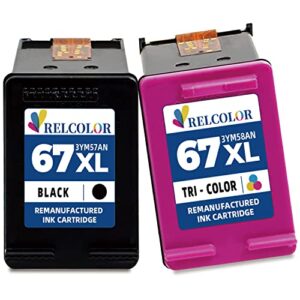 Relcolor Replacement for HP Ink 67 XL 67XL HP67 Cartridge Black Color 2700 2700e 2752 2752e 2742e 2755 2755e 4100 4100e 4152e 4155 4155e Envy 6000 6055e 6055 6400 6458 6458e 6452 6455 6455e HP67XL