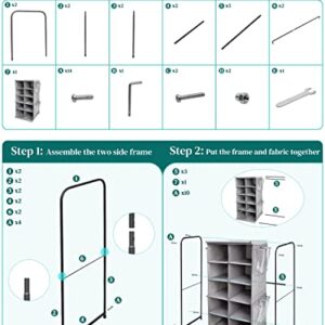 MULISOFT Shoe Cubby, Stackable Shoe Cubby Storage with 8 Pockets, 10-Cube Shoe Organizer Cubby with Top Storage and Handle, Shoe Rack for Closet, Small Space, Entryway, Bedroom, Dorm