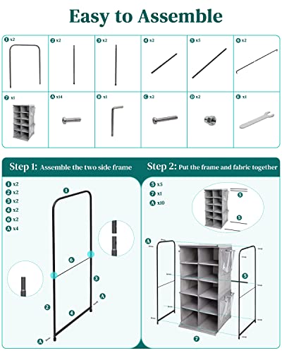 MULISOFT Shoe Cubby, Stackable Shoe Cubby Storage with 8 Pockets, 10-Cube Shoe Organizer Cubby with Top Storage and Handle, Shoe Rack for Closet, Small Space, Entryway, Bedroom, Dorm