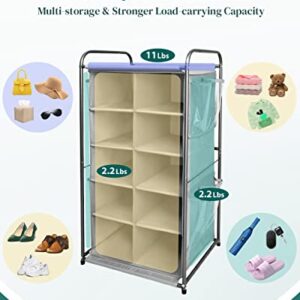 MULISOFT Shoe Cubby, Stackable Shoe Cubby Storage with 8 Pockets, 10-Cube Shoe Organizer Cubby with Top Storage and Handle, Shoe Rack for Closet, Small Space, Entryway, Bedroom, Dorm