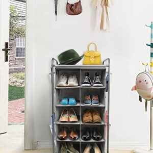 MULISOFT Shoe Cubby, Stackable Shoe Cubby Storage with 8 Pockets, 10-Cube Shoe Organizer Cubby with Top Storage and Handle, Shoe Rack for Closet, Small Space, Entryway, Bedroom, Dorm