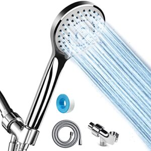 high pressure shower head, welan shower head with handheld, 3 spray modes shower heads set with anti-clog hose, rain showerhead combo shower heads for bathing cleaning, chrome